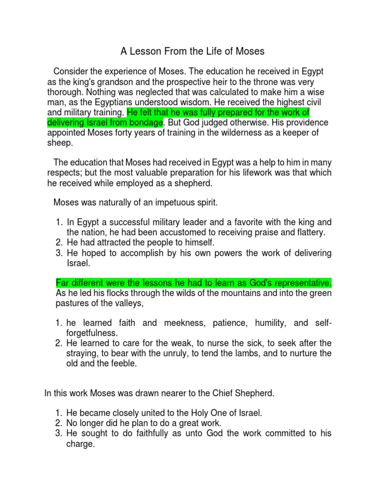 A Lesson From The Life of Moses | PDF | Shepherd | Moses