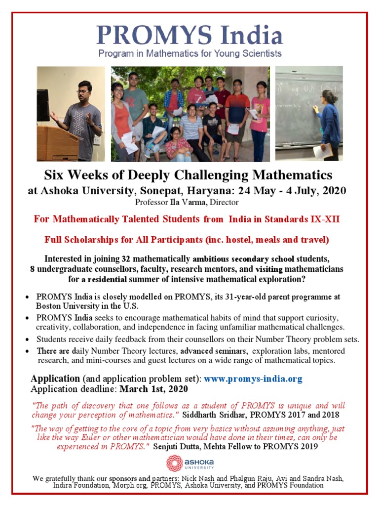 PROMYS India Flyer - 2020 | PDF | Computers