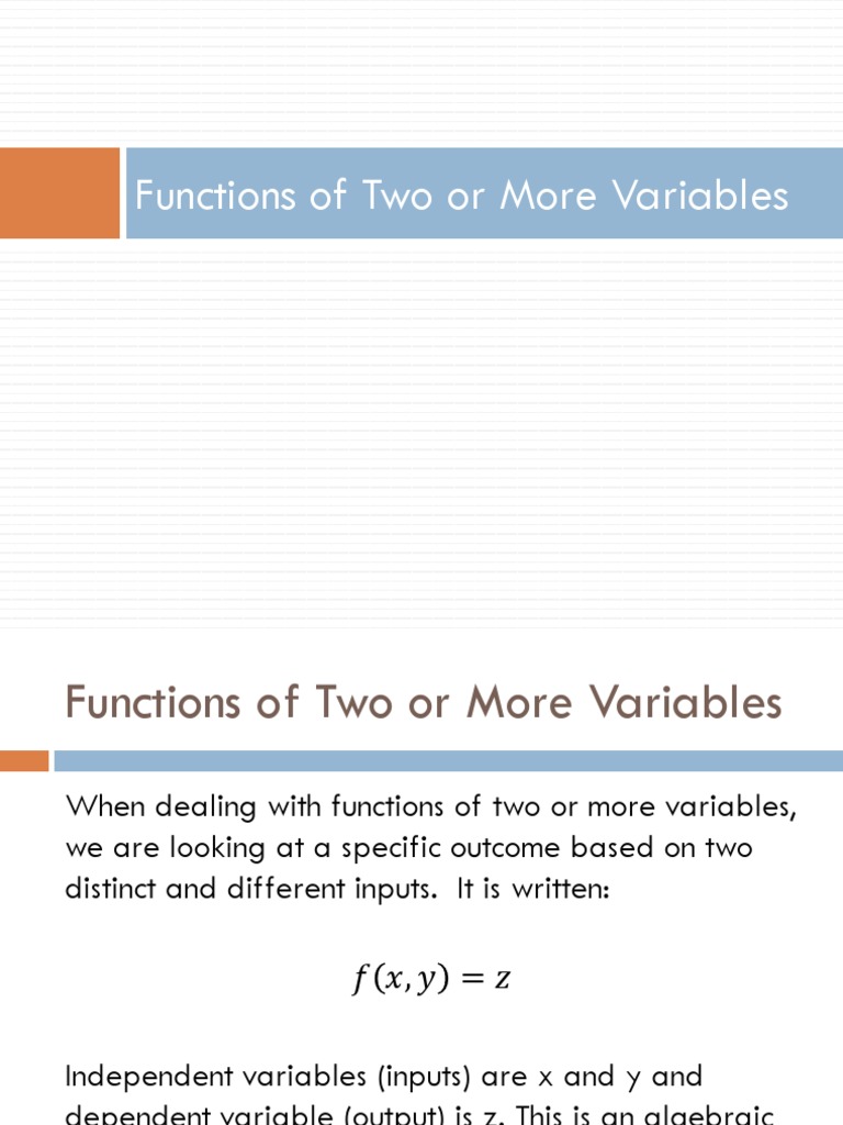 Functions of Two or More Variables | PDF | Dependent And Independent Variables | Function ...