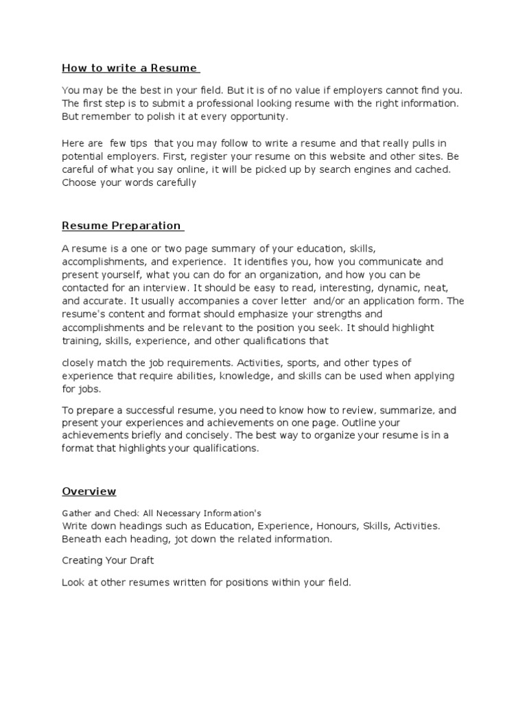 How To Write A Resume: Gather and Check All Necessary Information's ...