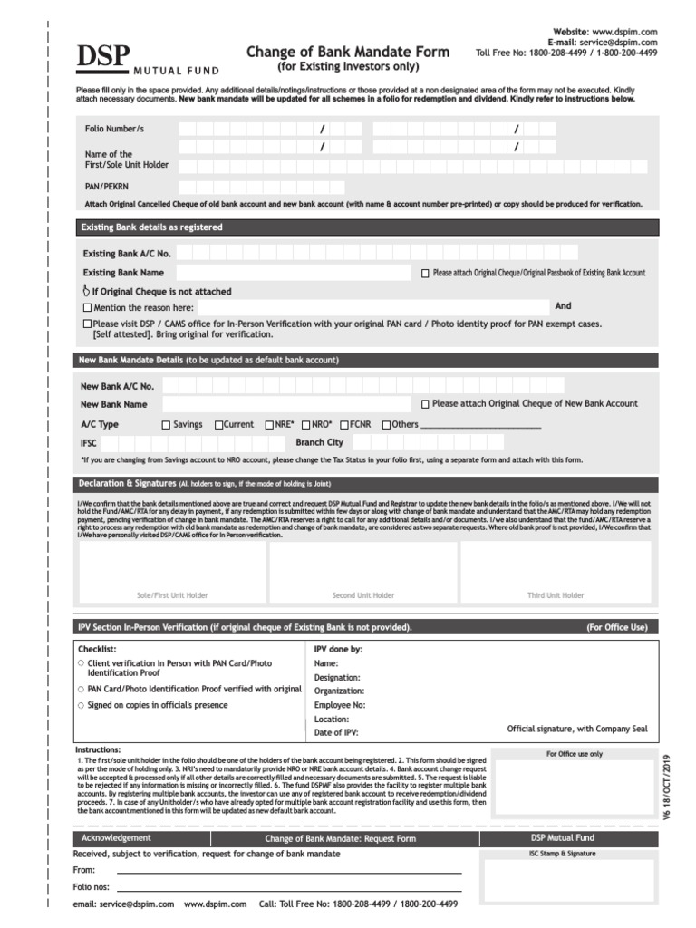 DSPIM COB Form PDF | Download Free PDF | Cheque | Banking