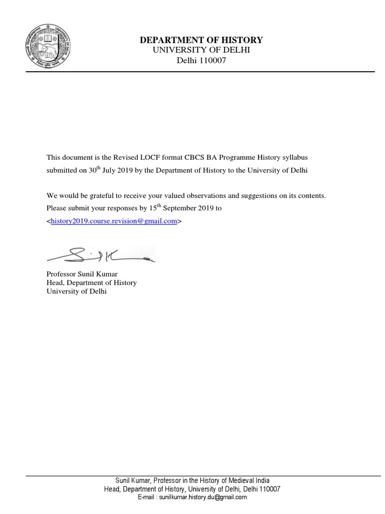 BA History Programme Syllabus Overview | PDF | Bachelor's Degree ...