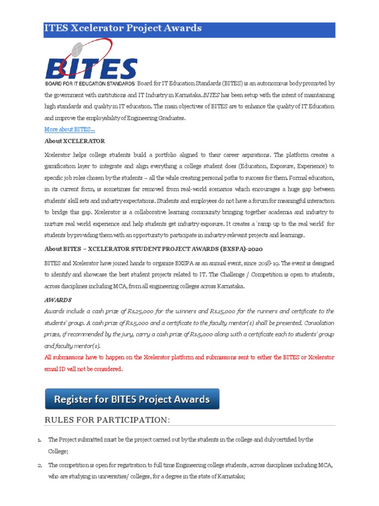 ITES Xcelerator Project Awards | PDF | College | Learning