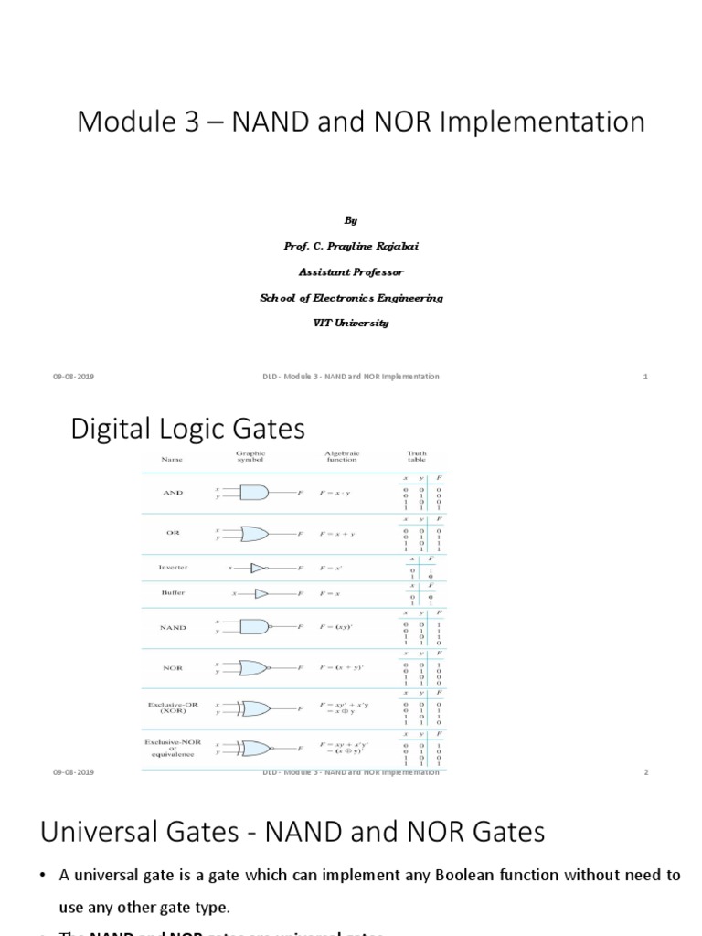 Nand Nor Implementation | PDF | Logic Gate | Digital Electronics