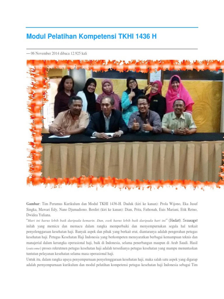 MODUL PELATIHAN KOMPETENSI TIM KESEHATAN HAJI INDONESIA | PDF
