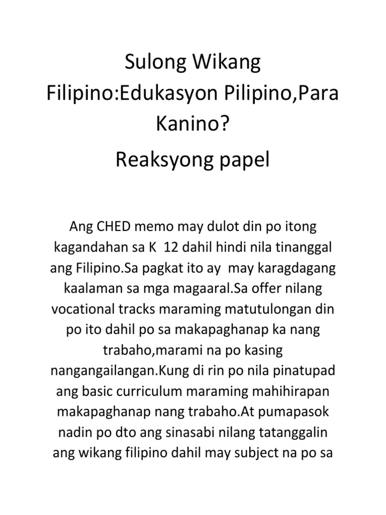 Reaction Paper | PDF