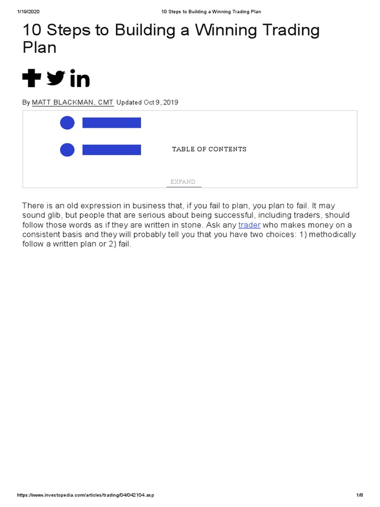 Trading Plan Guide for Traders | PDF | Futures Contract | Day Trading