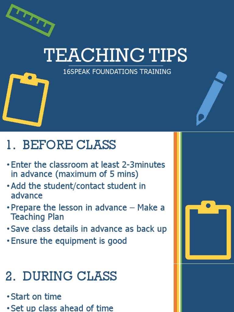 Teaching Tips, General Class Flow & Class Process For ESL Schools | PDF ...