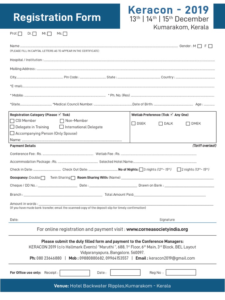 Keracon Reg Form | PDF | Cheque | Money