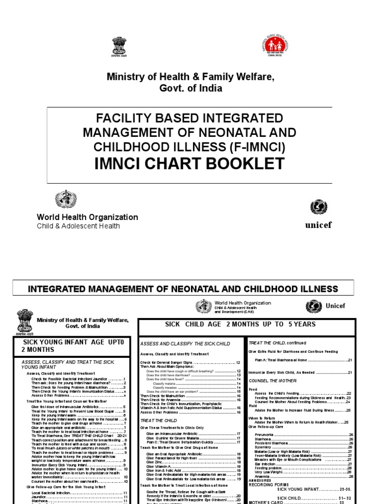 Govt of India's IMNCI Chart Booklet for managing neonatal & childhood ...