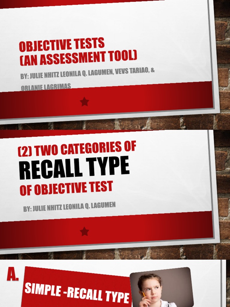 Objective Test (Simple - Recall Type and Completion Test) | PDF