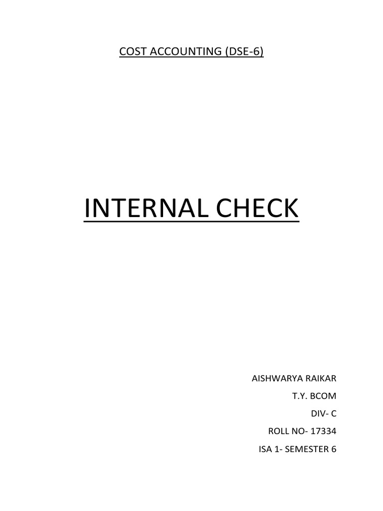 Internal Check | PDF | Internal Control | Accounting