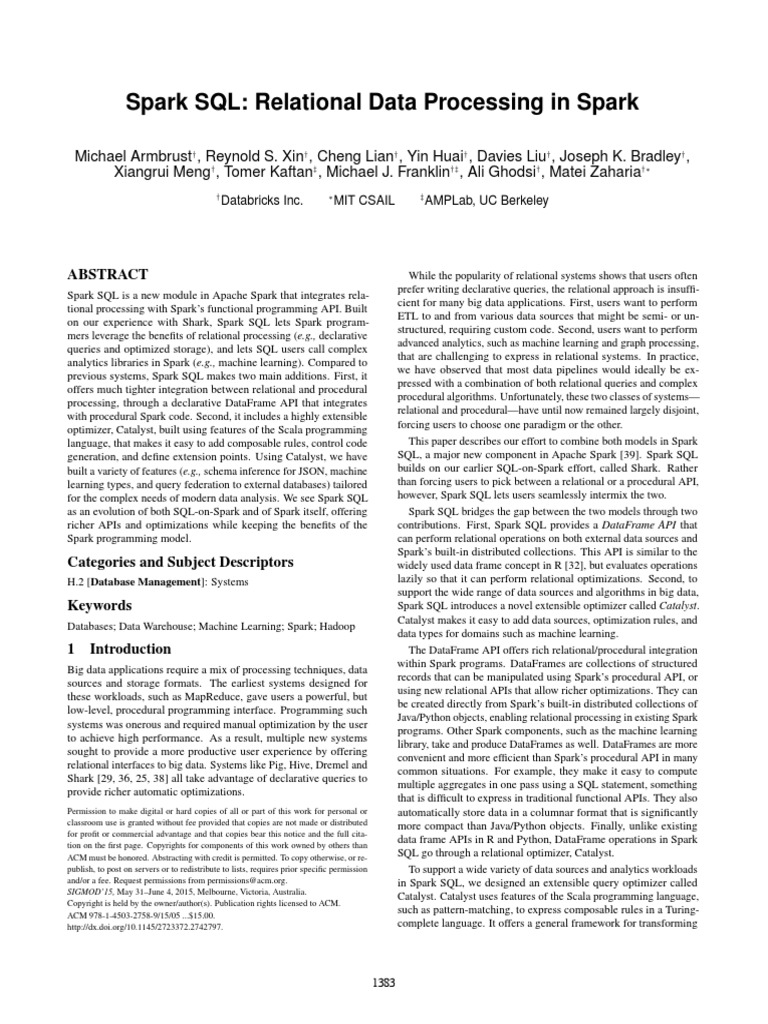 Spark Sql Pdf Apache Spark Scala Programming Language
