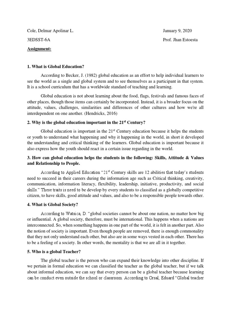 Global Education | Download Free PDF | Teachers | Curriculum