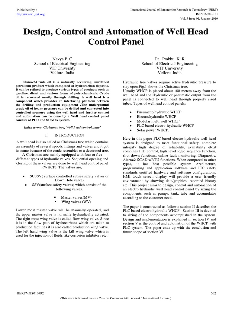 Design Control and Automation of Well Head Control Panel ...
