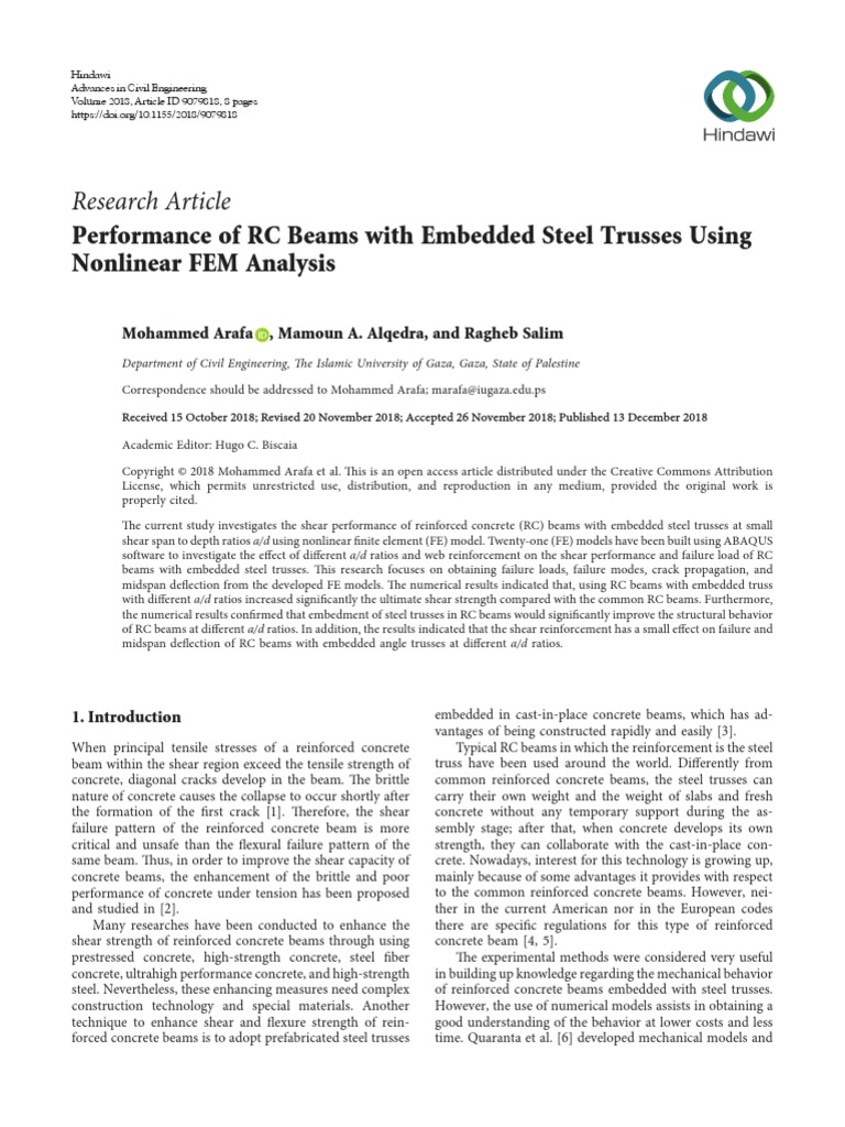 Performance of RC Beams With Embedded Steel Trusse | PDF | Reinforced ...