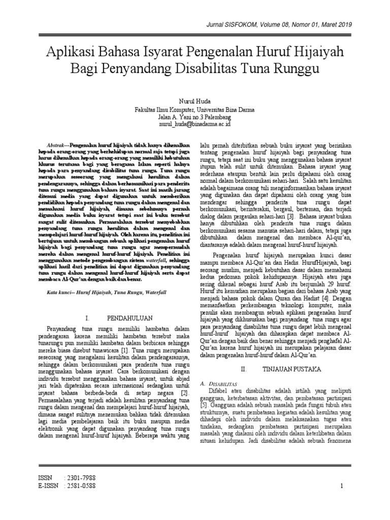 Aplikasi Bahasa Isyarat Pengenalan Huruf 114cb86e PDF | PDF