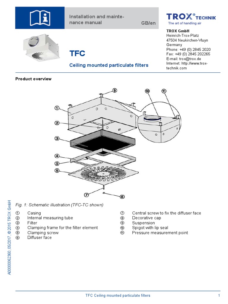 Filtru HEPA TROX Installation - Manual | PDF | Duct (Flow) | Personal Protective Equipment