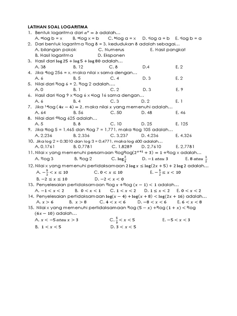 Latihan Soal Logaritma | PDF
