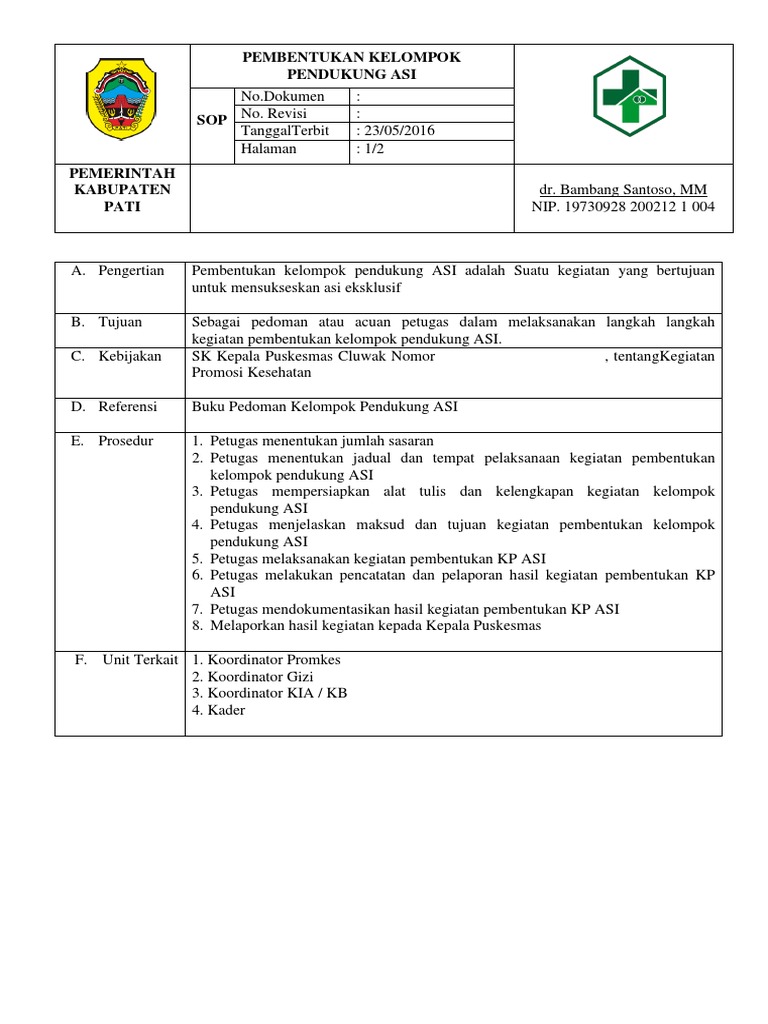 Sop Pembentukan KP Asi | PDF | Kesehatan Holistik