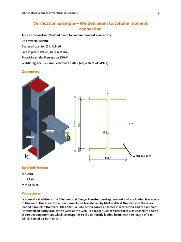 Welded Beam To Column Moment Connection | Download Free PDF | Bending ...