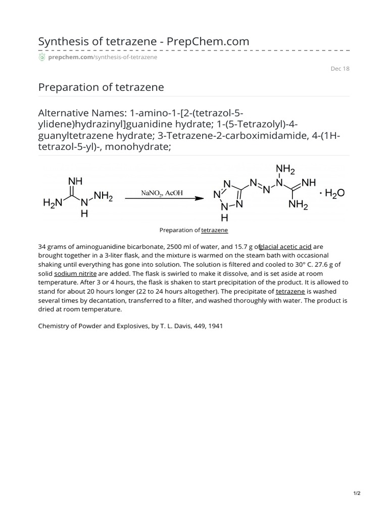 Tetrazene Synthesis Guide | PDF