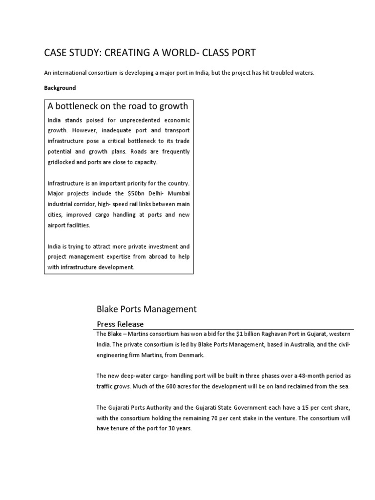 Case Study Project Management | PDF | Port | Transport