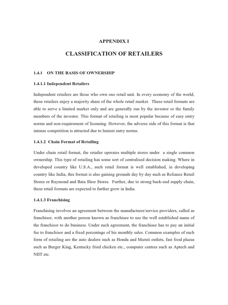 Classification of Retailers PDF | PDF | Shopping Mall | Retail