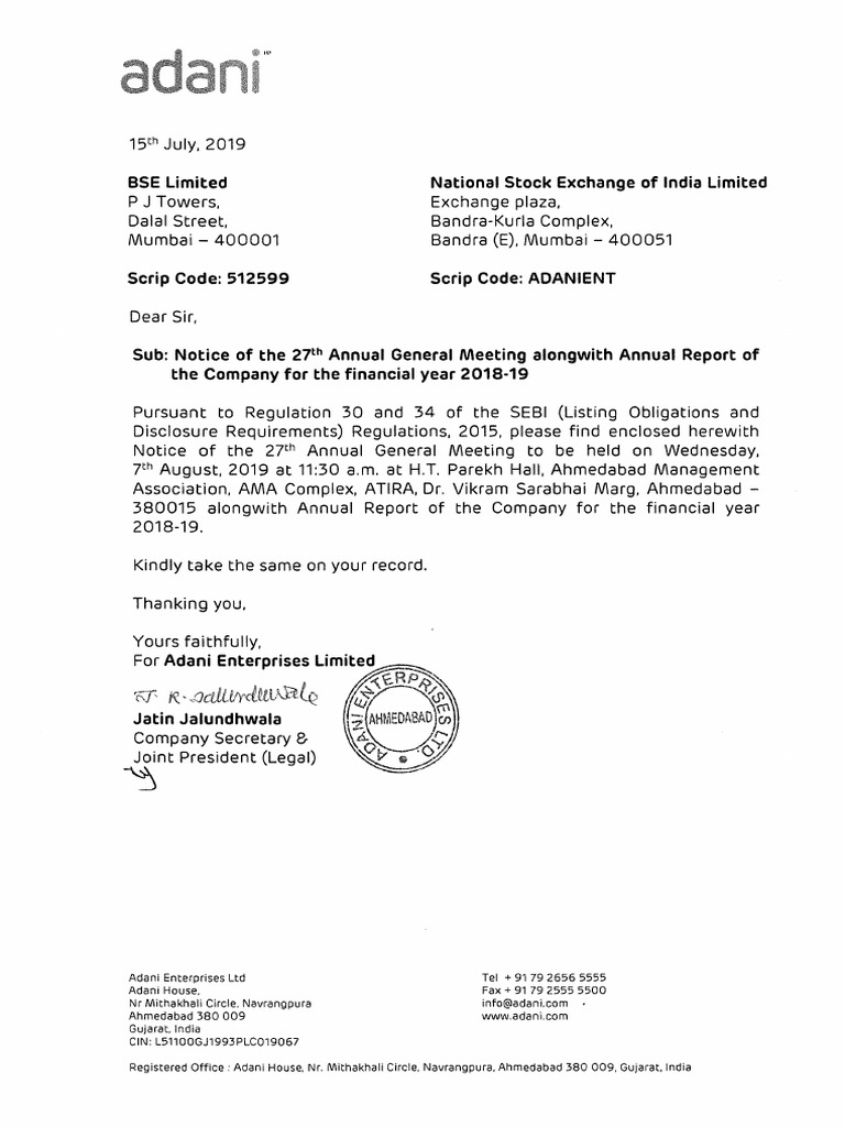 Adani Enter AR 2019 PDF | PDF | Entrepreneurship | Economic Growth