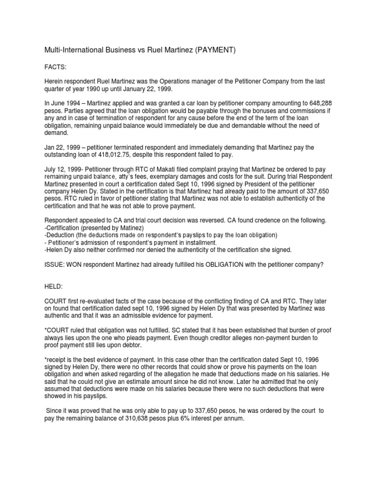 Ruel Martinez Loan Dispute Resolution | PDF | Loans | Lawsuit
