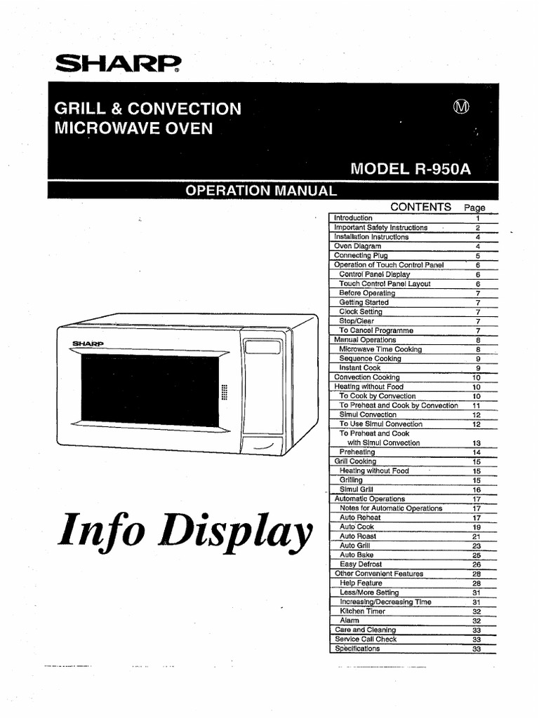 Sharp R-950A Owners Manual PDF | PDF