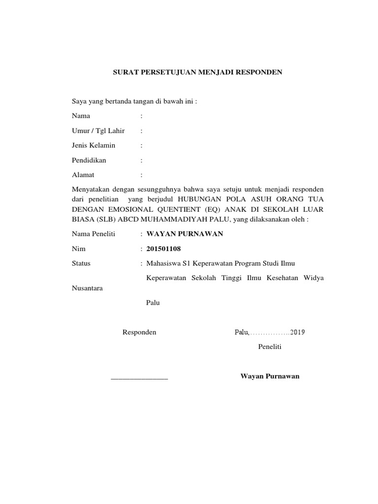 Lembar Persetujuan Responden | PDF