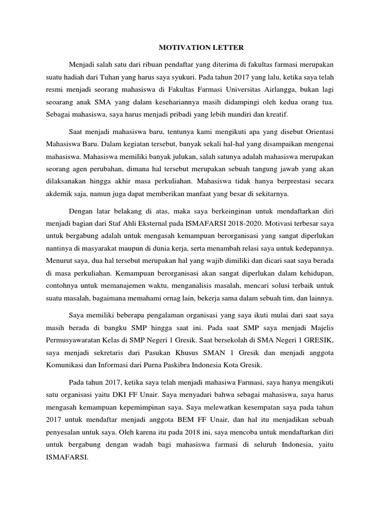 Contoh Motivation Letter | PDF