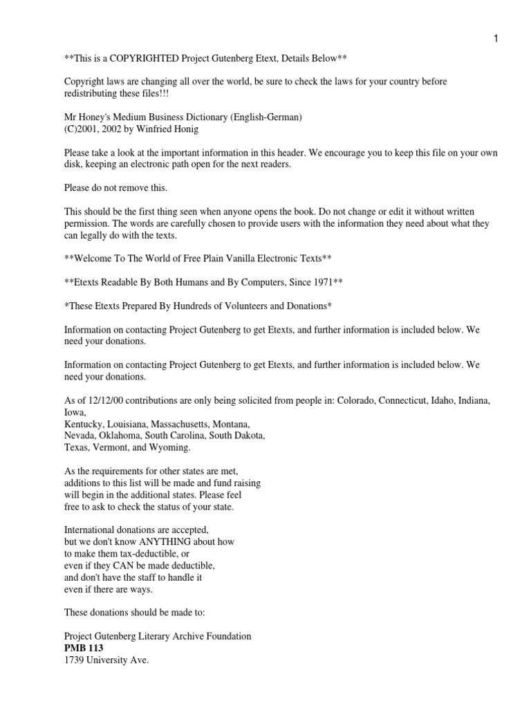 Midi Siness German Dictionary PDF | PDF | Project Gutenberg | Indemnity