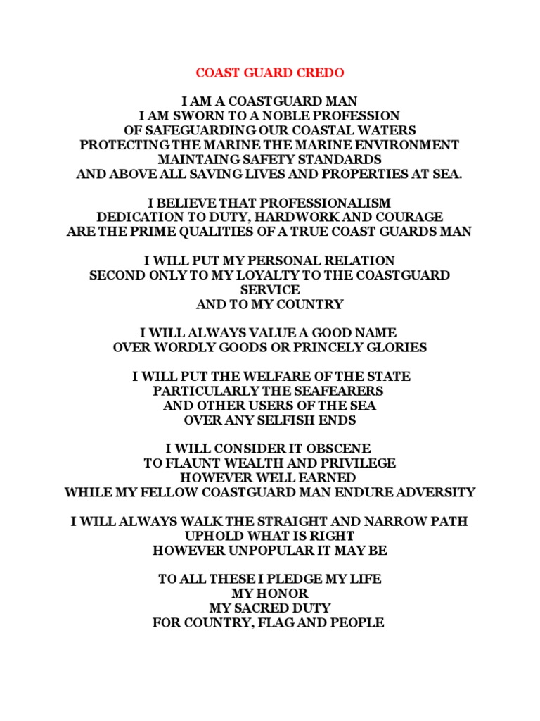 COAST GUARD CREDO