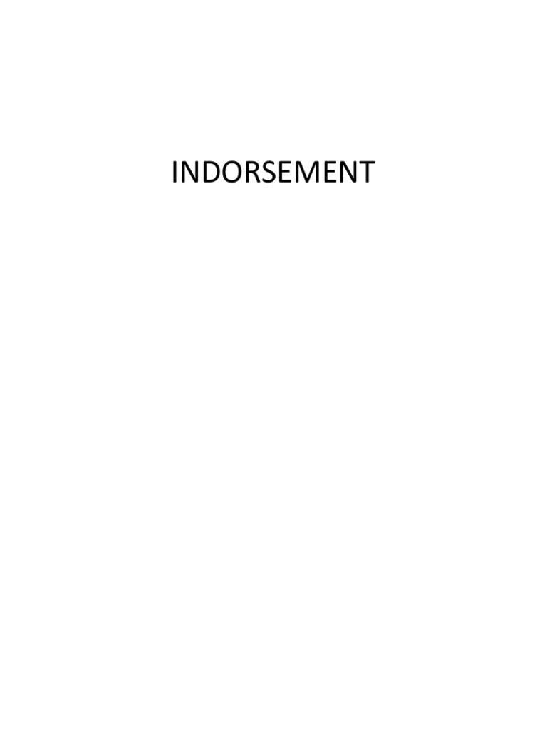 INDORSEMENT | PDF | Assignment (Law) | Negotiable Instrument