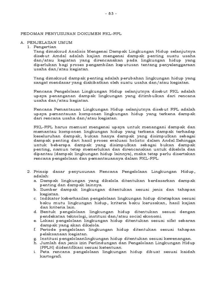 Pedoman Penyusunan RKL RPL | PDF