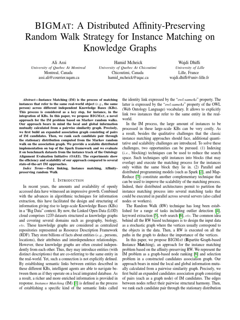 Bigmat A Distributed Affinity Preserving Random Walk Strategy For