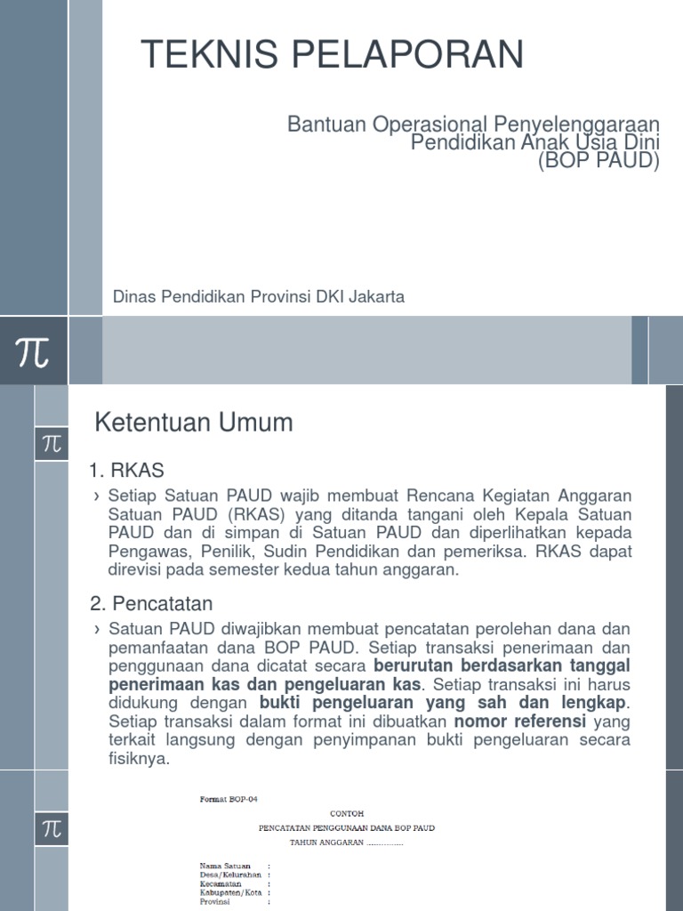 Panduan Pelaporan BOP PAUD 2020 | PDF | Bisnis | Pengelolaan Keuangan & Uang