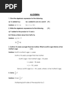 CBSE Class 6 Algebra Worksheet PDF | PDF