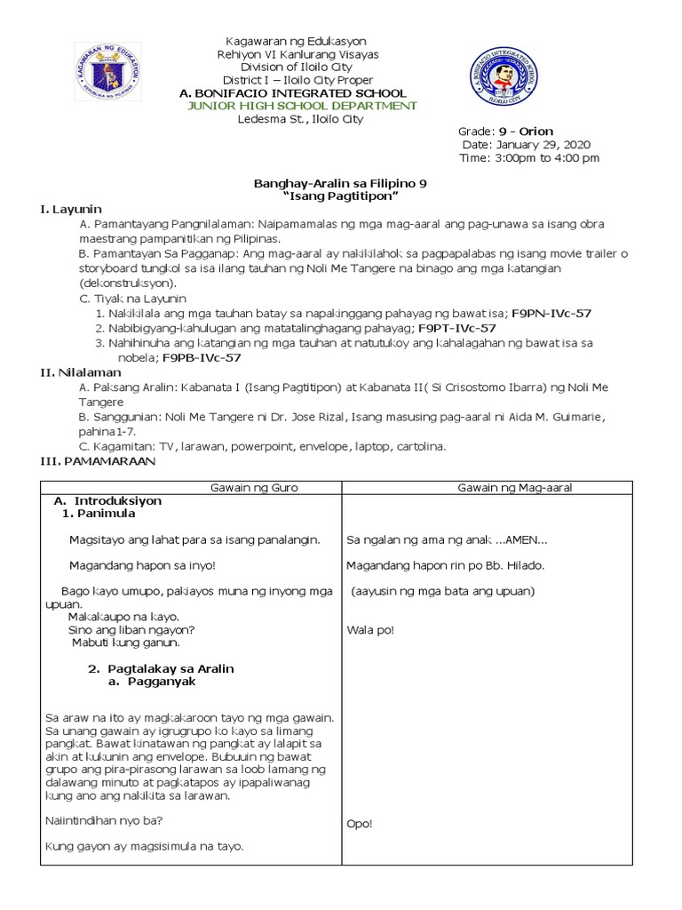 Filipino Lesson Plan Edited | PDF