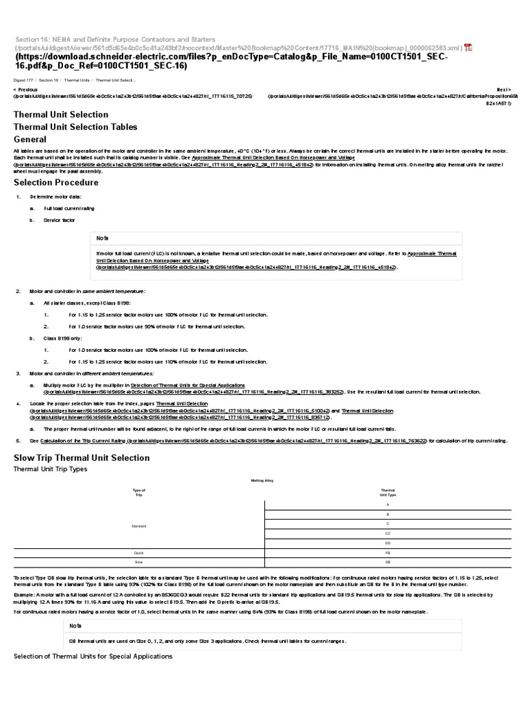 Thermal Unit Selection - Schneider Electric Digest Plus PDF | PDF ...