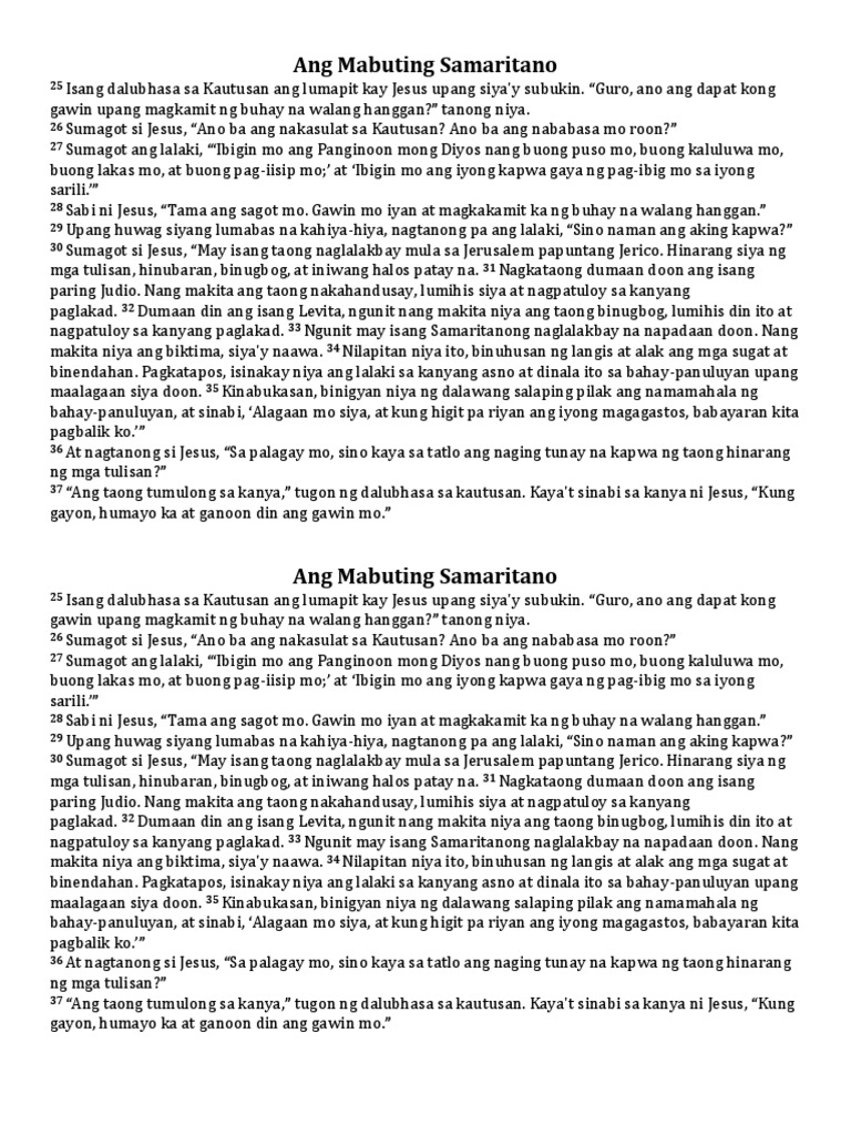 Ang Mabuting Samaritano | PDF