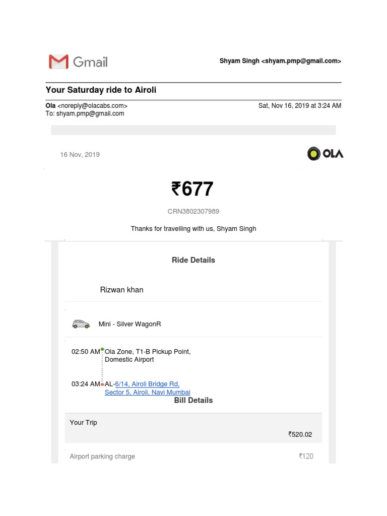 Ola Cab | PDF | Invoice | Service Industries