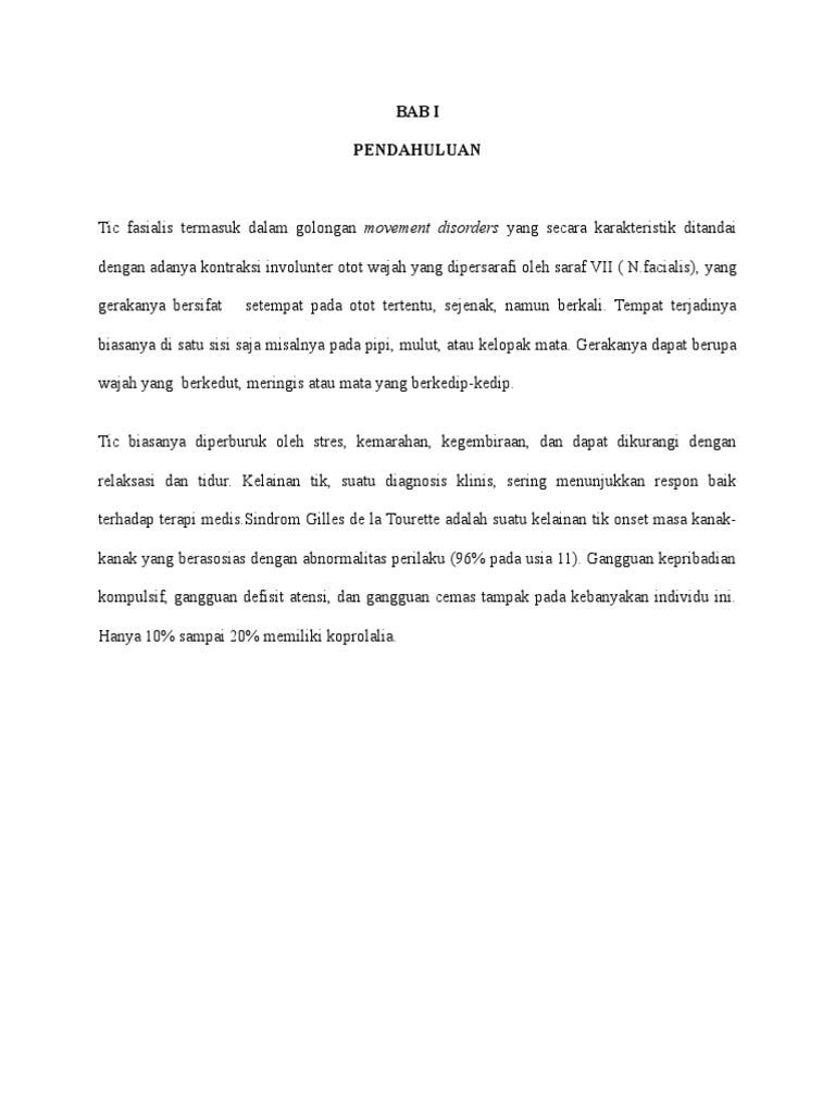 Tic Facialis Neuro | PDF