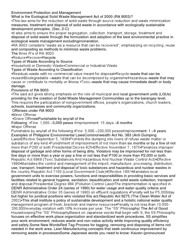 Understanding RA 9003: Waste Management Law | PDF | Waste Management ...