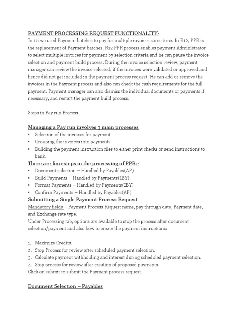 Oracle R12 Payment PPR | PDF | Accounts Payable | Payments