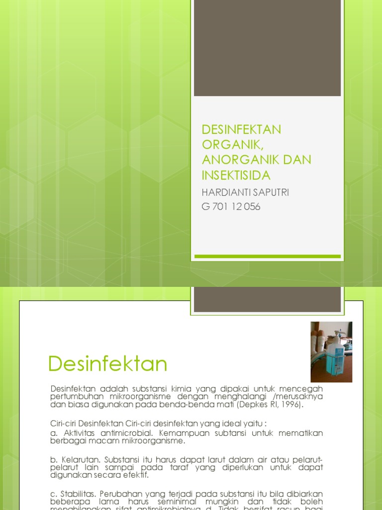 Jenis dan Karakteristik Desinfektan Organik dan Anorganik serta ...