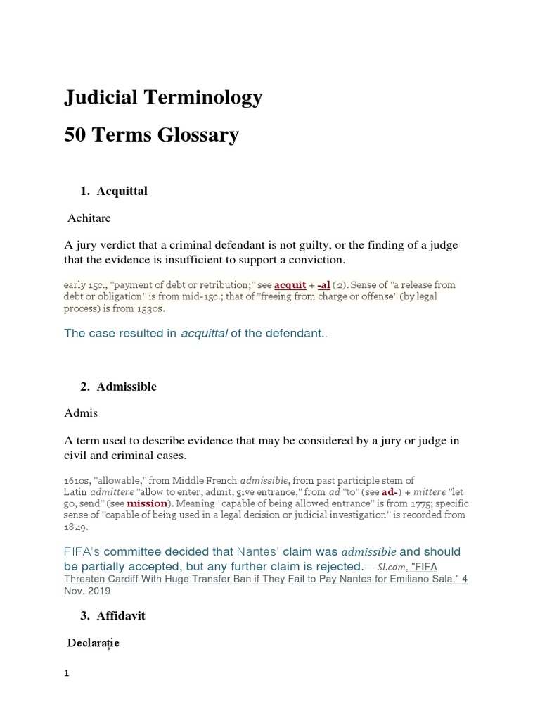 Judicial Terminology: 50 Legal Terms | PDF | Probation | Misdemeanor