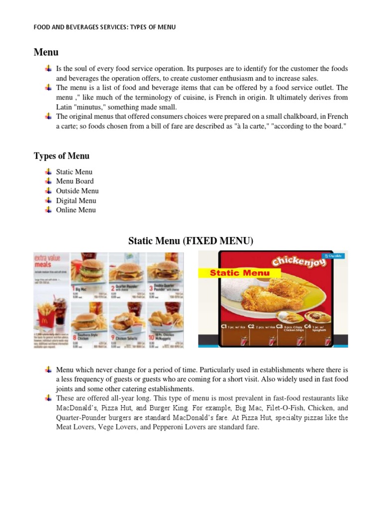 FNB | PDF | Menu | Food And Drink